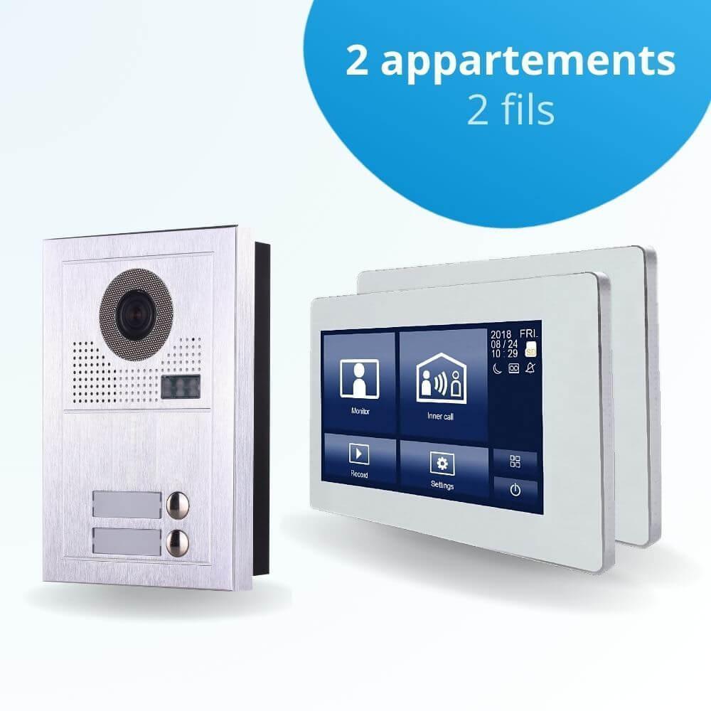Portier interphone vidéo MODERN 2 Fils - 2 appartements - 2 écrans ...